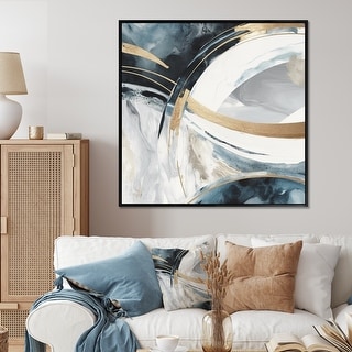 Designart "Black Gold Fusion Of Marble Ii" Abstract Marble Framed Canvas Print - Bed Bath ...